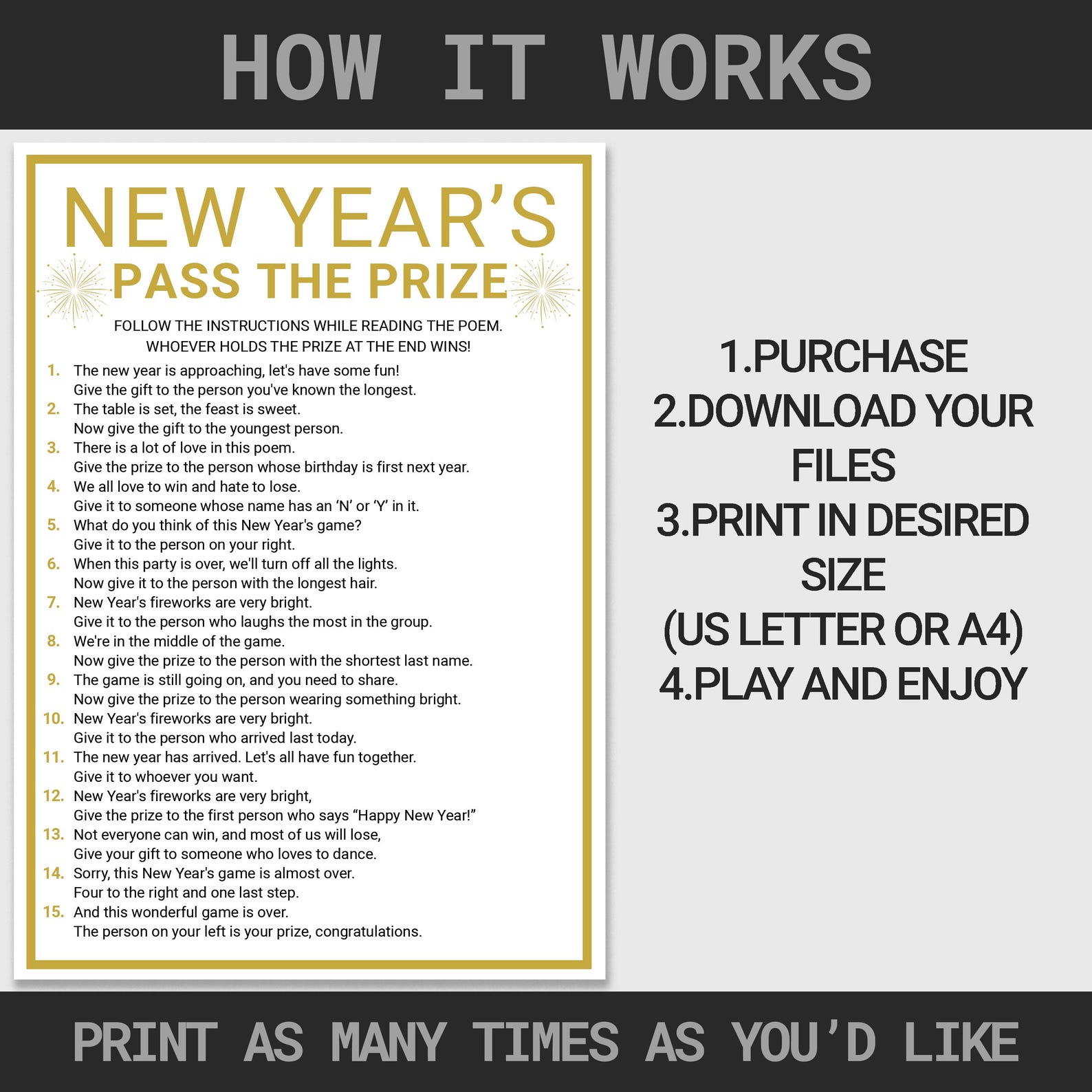New Year’s Pass the Prize Game | New Year’s Eve Party Game | New Year's ...