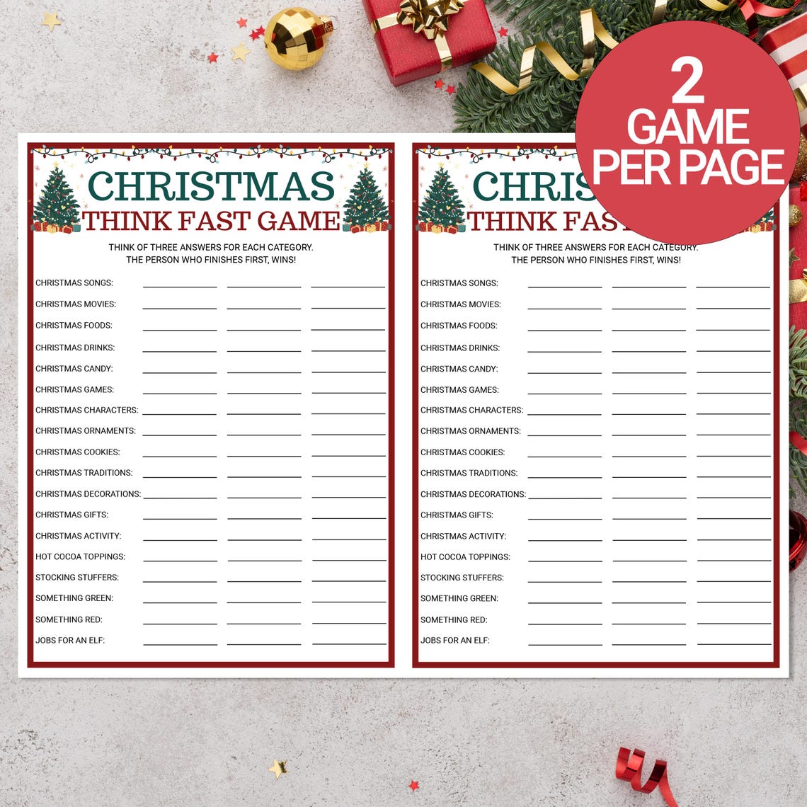 Christmas Think Fast Game | Fun Christmas Quick Fast Game | Christmas ...
