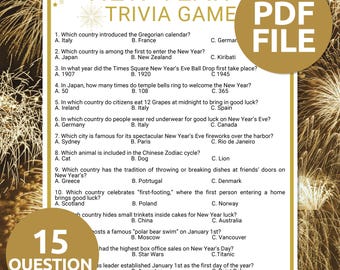 New Years Trivia Game, New Years Eve Trivia Game 2025, Printable New ...