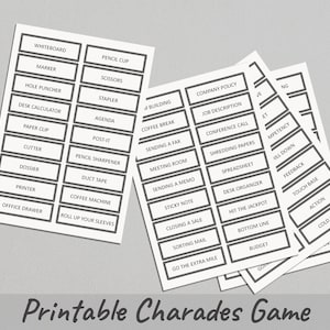 Printable Charades Game | Office Action Charades Cards | Work Group ...