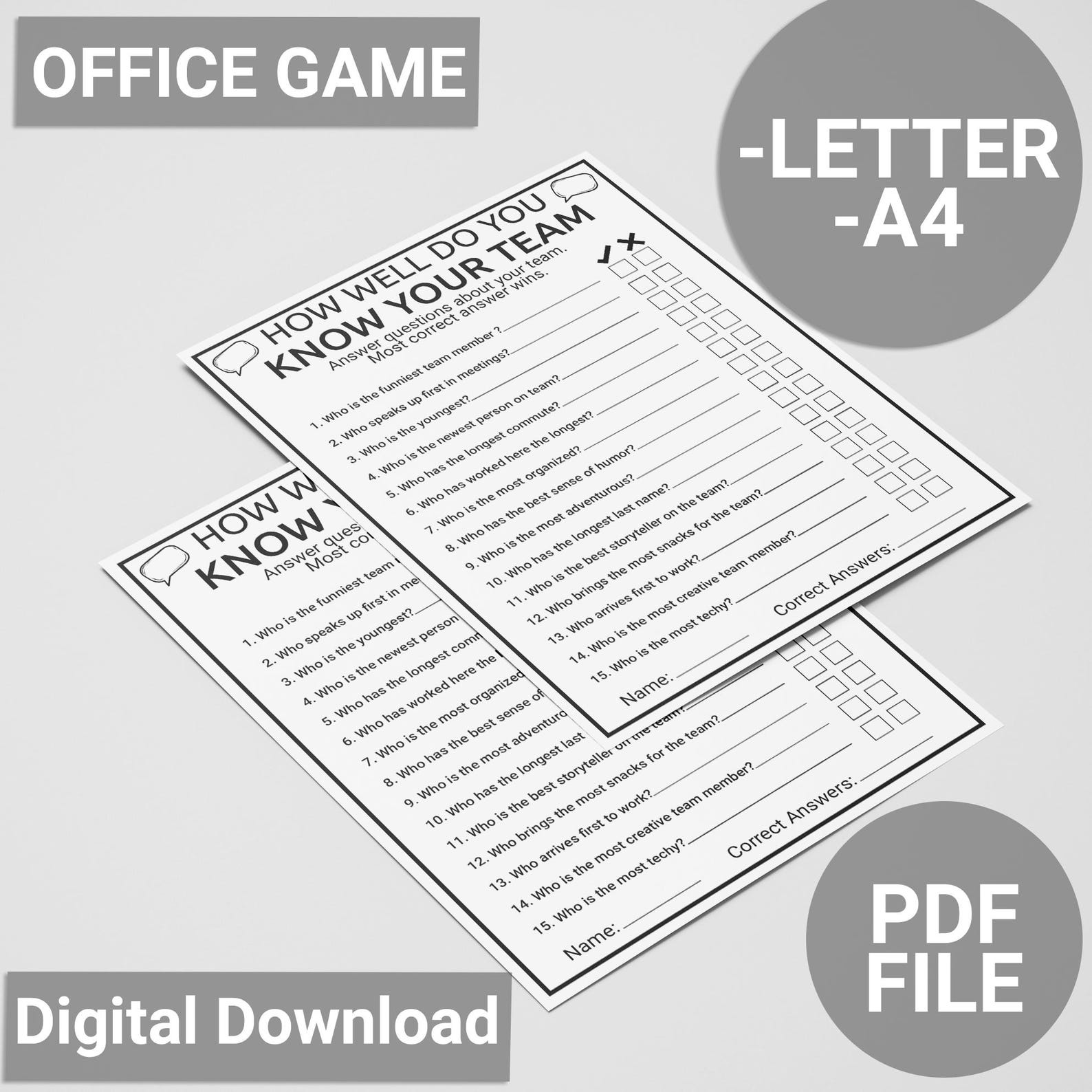 Editable Office Trivia Team Building Games | Custom Team Building Games ...