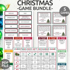 Printable Christmas Game Bundle | 5 Christmas Party Games | Fun ...