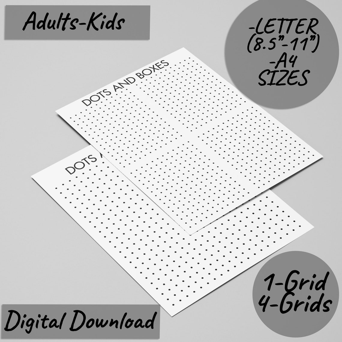 Dots and Boxes Game | Printable Dots Game | Classic Board Game | Printable Dots and Boxes | Road ...
