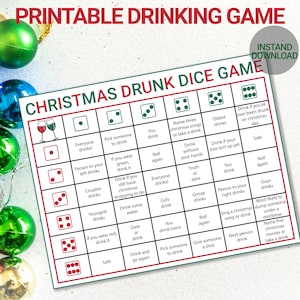 Drunk Dice Christmas Drinking Game | Christmas Party Game | Christmas ...