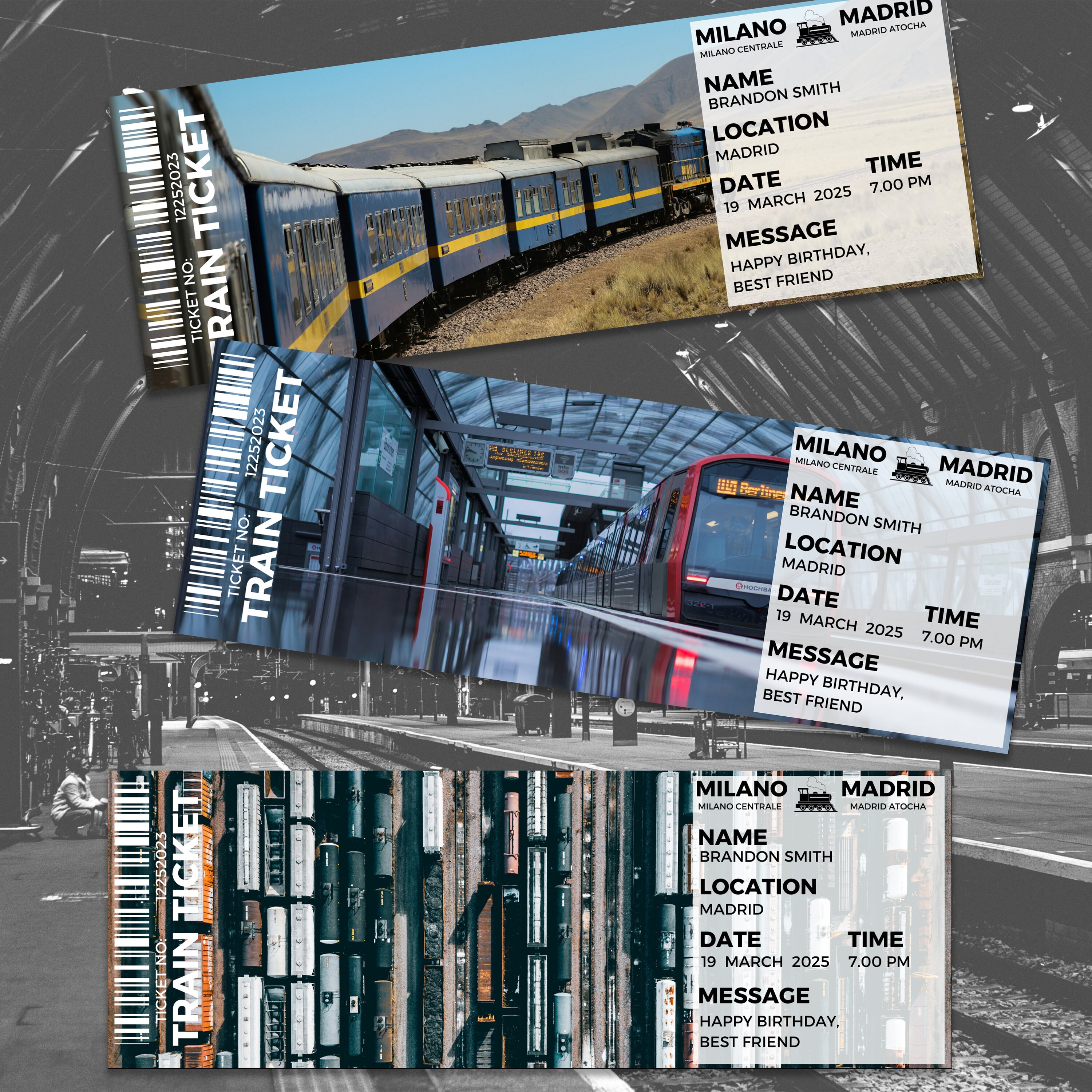 Train Ticket Template | Train Ticket | Editable Train Ticket Template ...