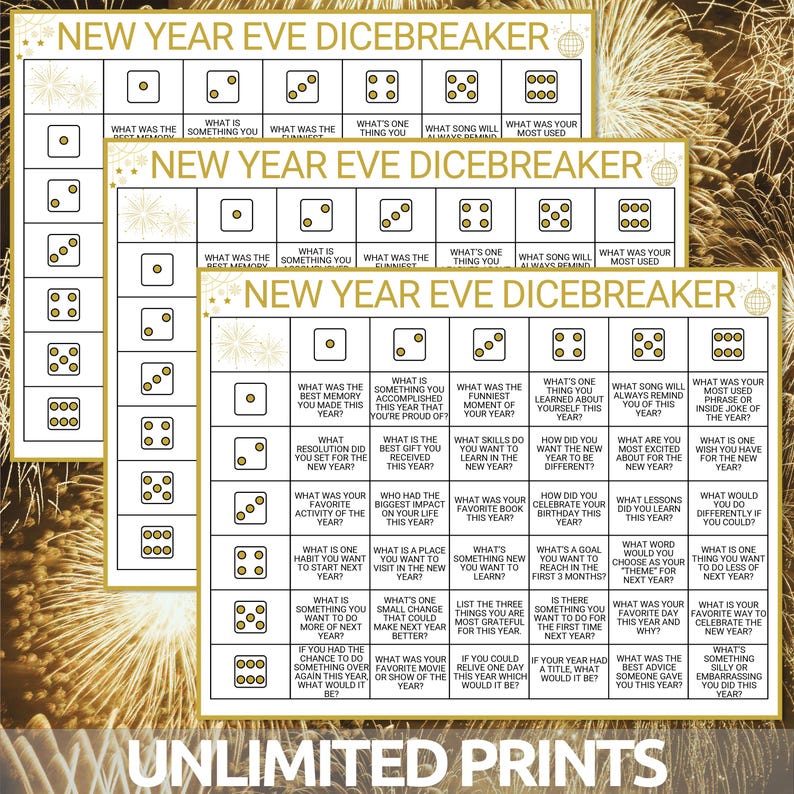 New Year’s Dice Game | Icebreaker New Year’s Game | New Year's Eve ...