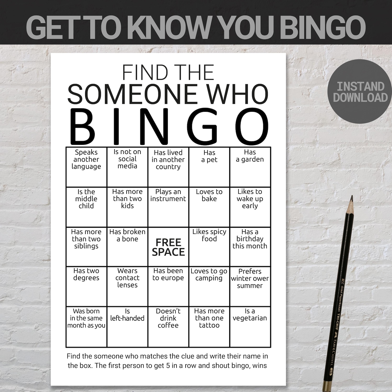 Get to Know You Bingo | Icebreaker Bingo Find Someone Who | Find the ...