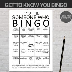 Get to Know You Bingo | Icebreaker Bingo Find Someone Who | Find the ...