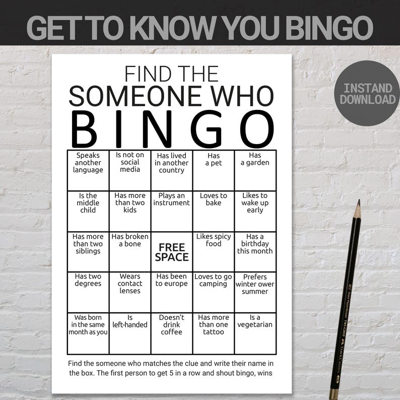 Get to Know You Bingo | Icebreaker Bingo Find Someone Who | Find the ...
