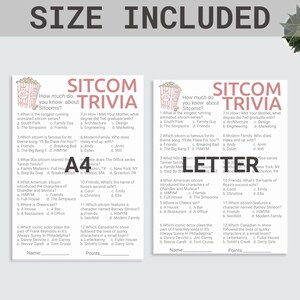 TV Sitcom Trivia Game | Printable Sitcom Trivia | Television Trivia ...