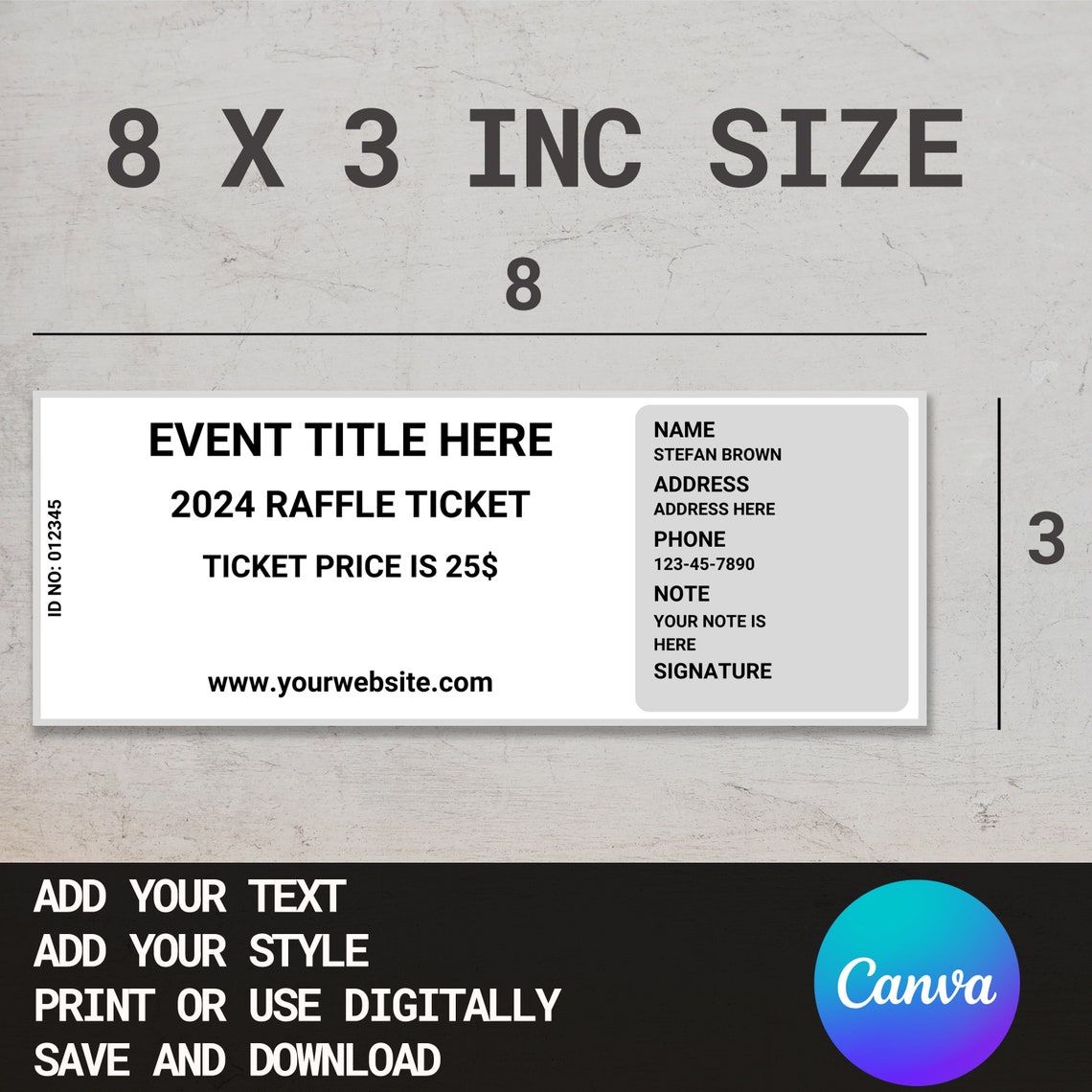 Editable Raffle Ticket Template Printable Raffle Ticket Surprise ...