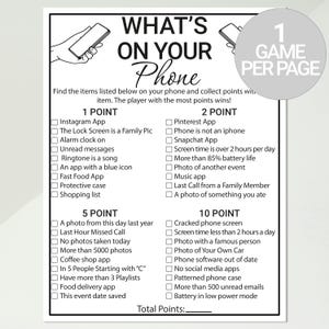 What’s on Your Phone Game | Printable What's in Your Phone Game | Cell ...