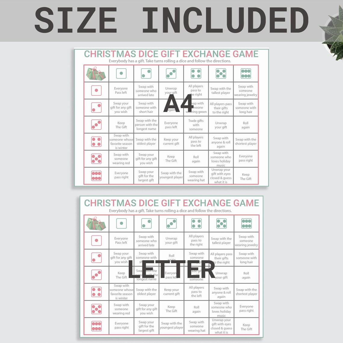 Christmas Gift Exchange Dice Game | Printable Christmas Party Group ...