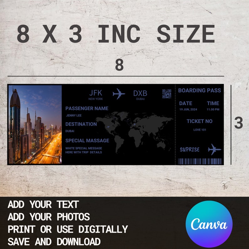 Editable Boarding Pass Template Printable Airline Ticket Boarding Pass ...