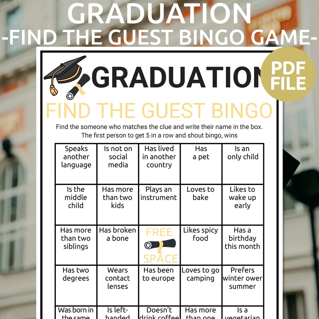 Graduate Mix and Mingle Bingo | Graduation Find the Guest Bingo ...