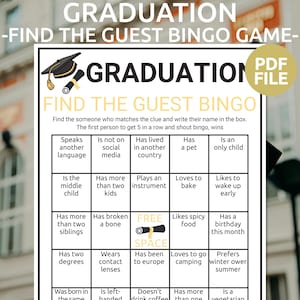 Graduate Mix and Mingle Bingo | Graduation Find the Guest Bingo ...