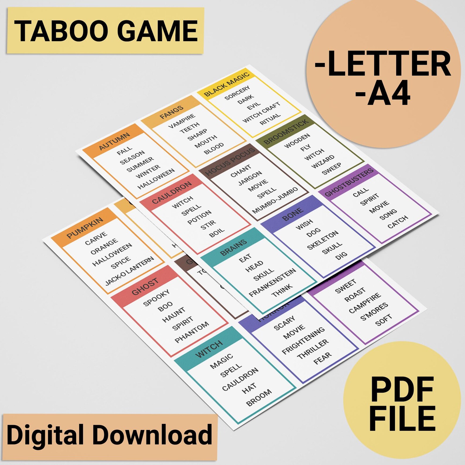 Halloween Taboo Game | Halloween Party Games | Halloween 5-second Game ...