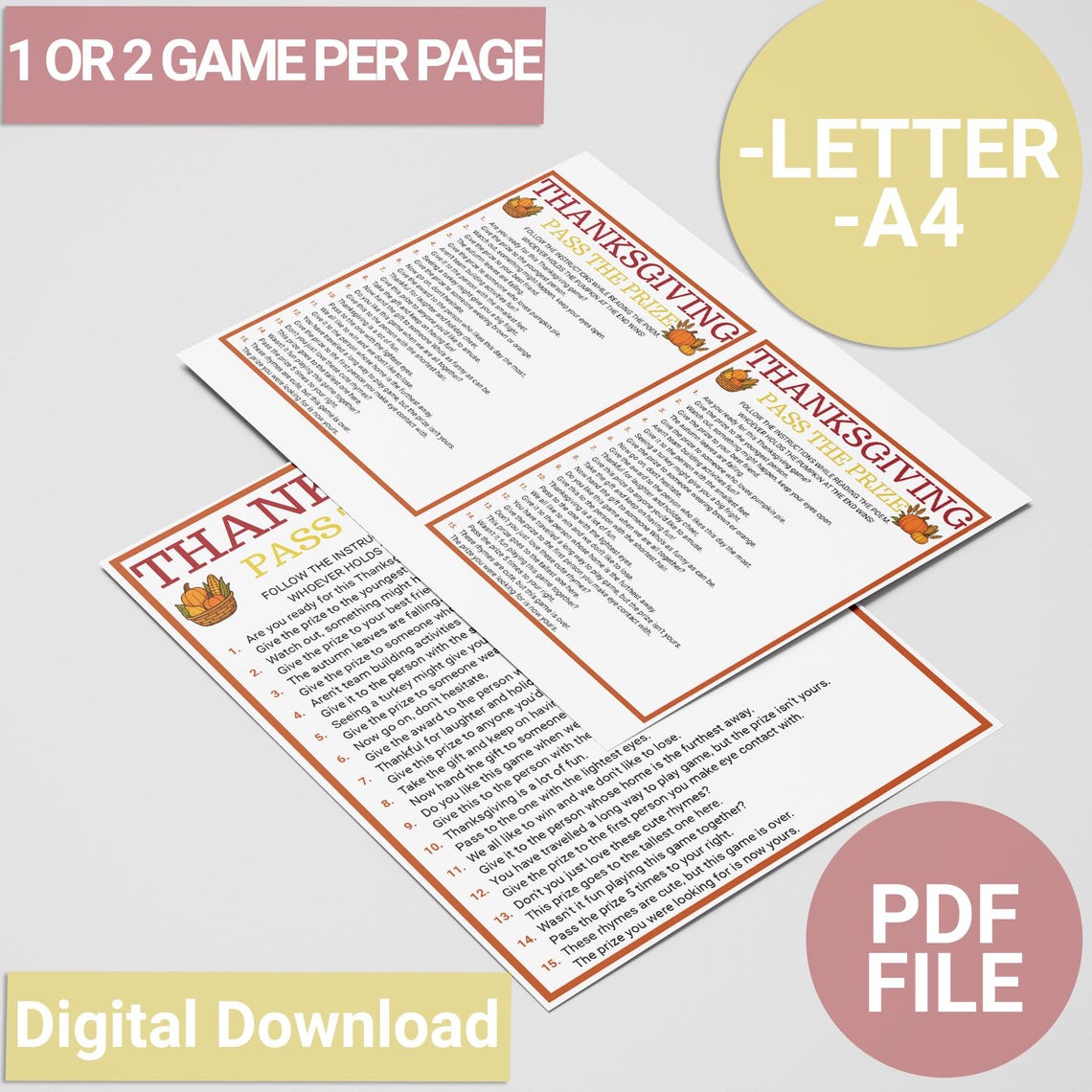 Thanksgiving Pass the Prize Game | Thanksgiving Pass the Present Game ...
