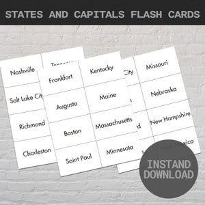 Printable US States and Capitals Flash Cards | Educational Activities ...