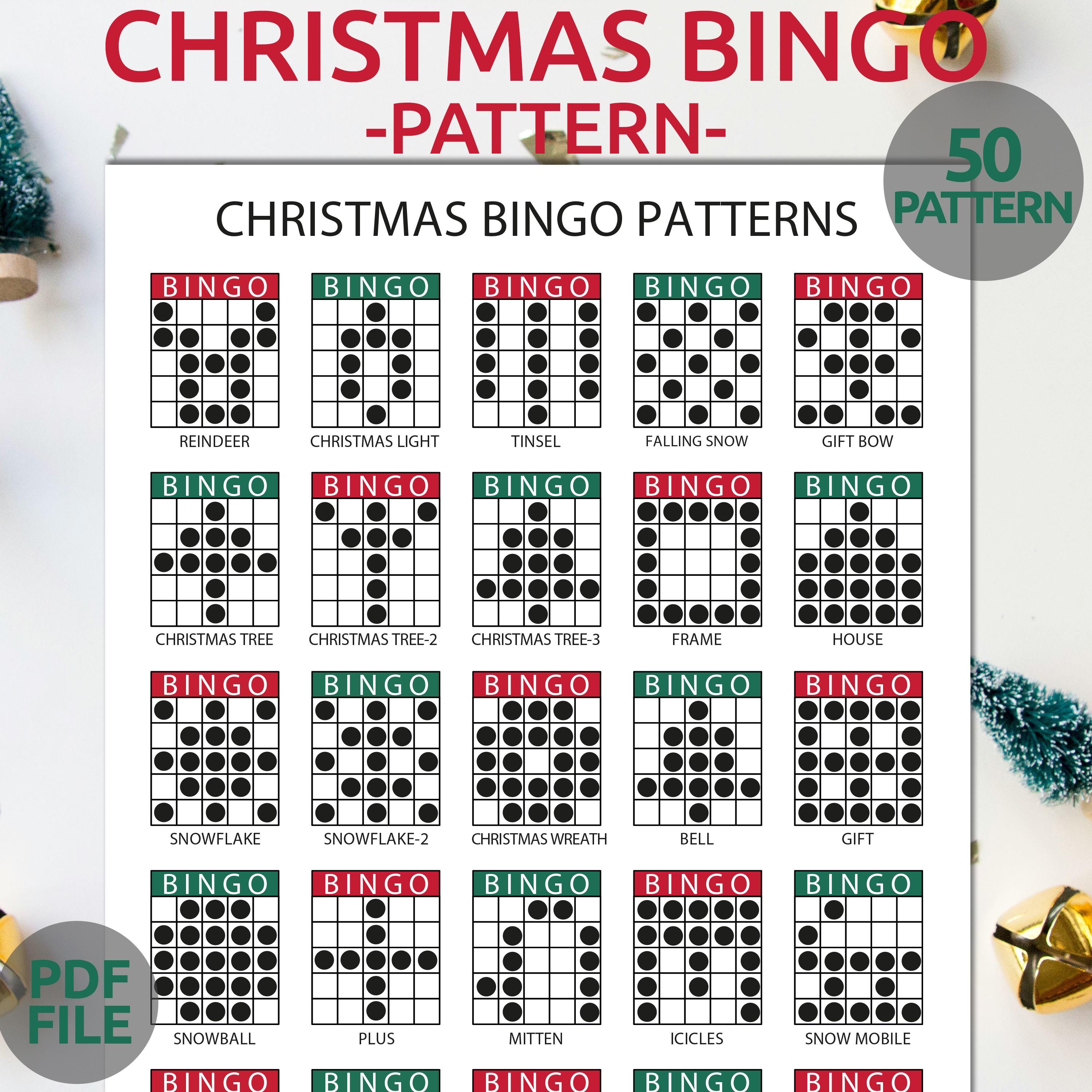 Christmas Bingo Patterns | Printable Christmas Bingo Party Game | 50 ...