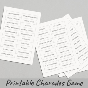 Printable Charades Game | Family Charades Game | Printable Charades for ...