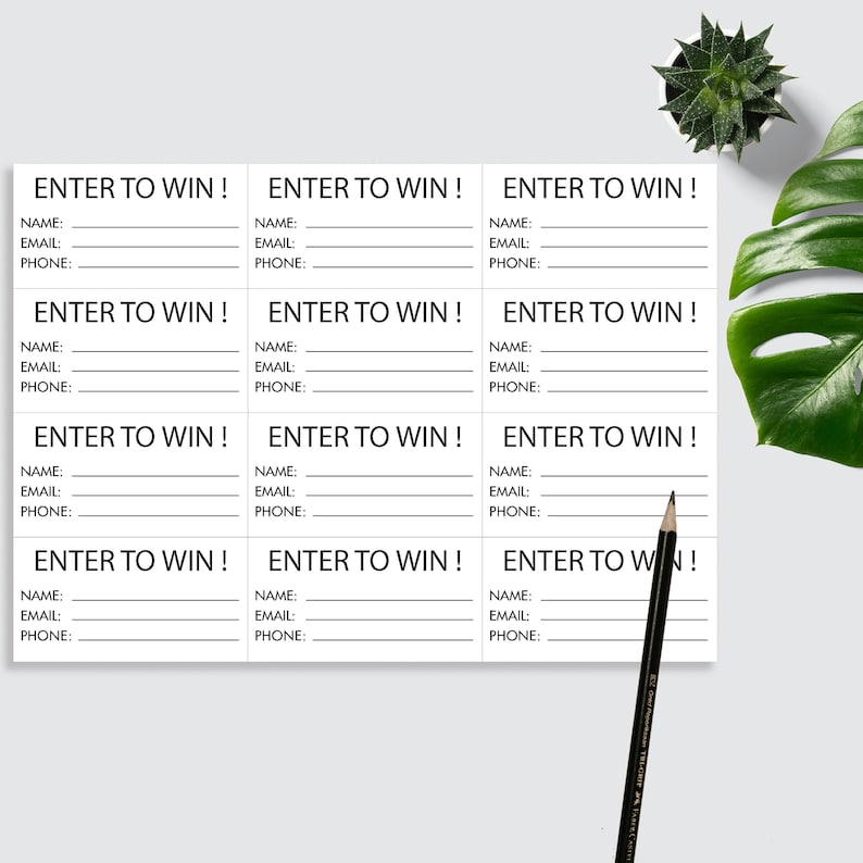 Printable Raffle Tickets | Enter to Win Tickets | Enter to Win ...