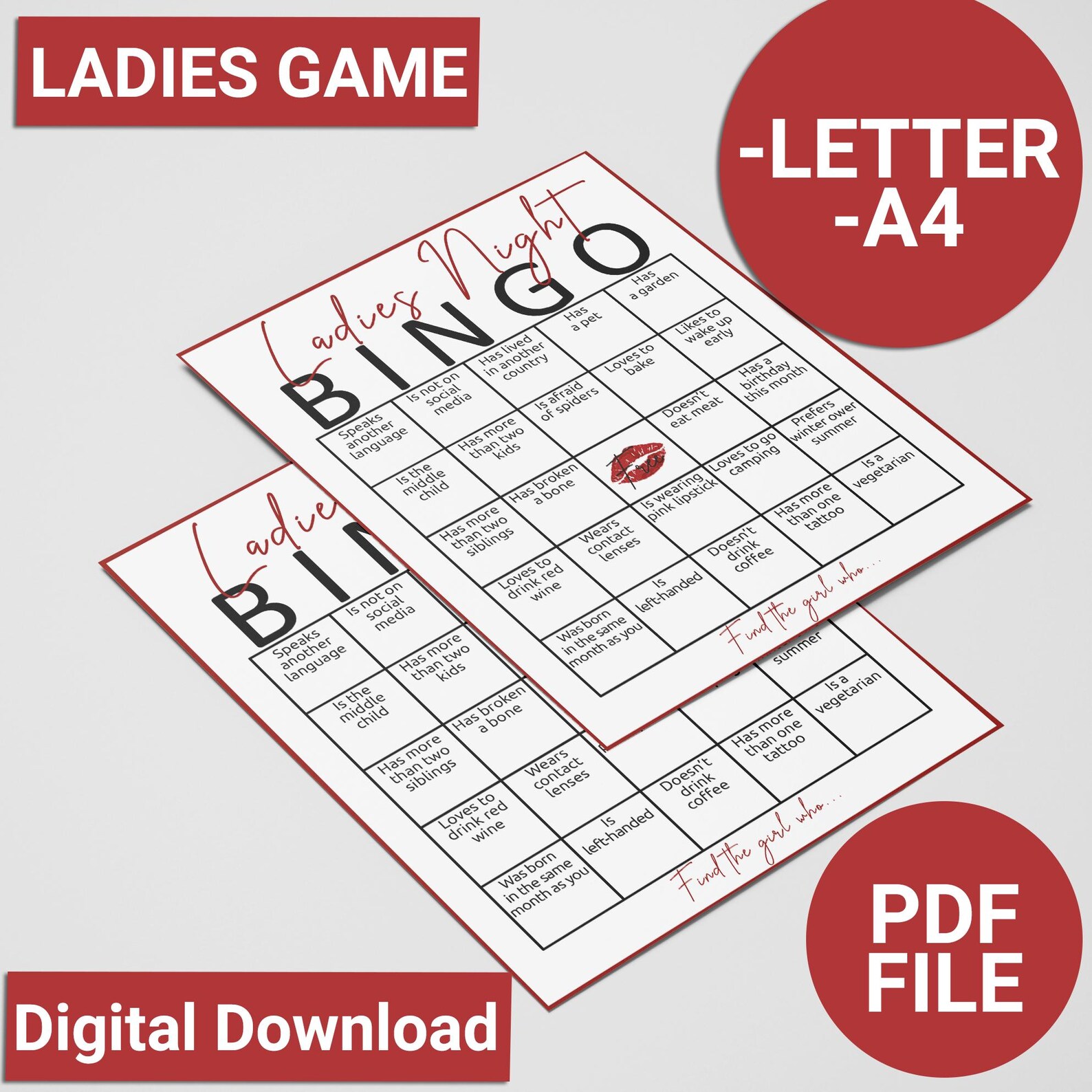 Ladies Night Bingo | Printable Ladies Night Games | Bachelorette Party ...