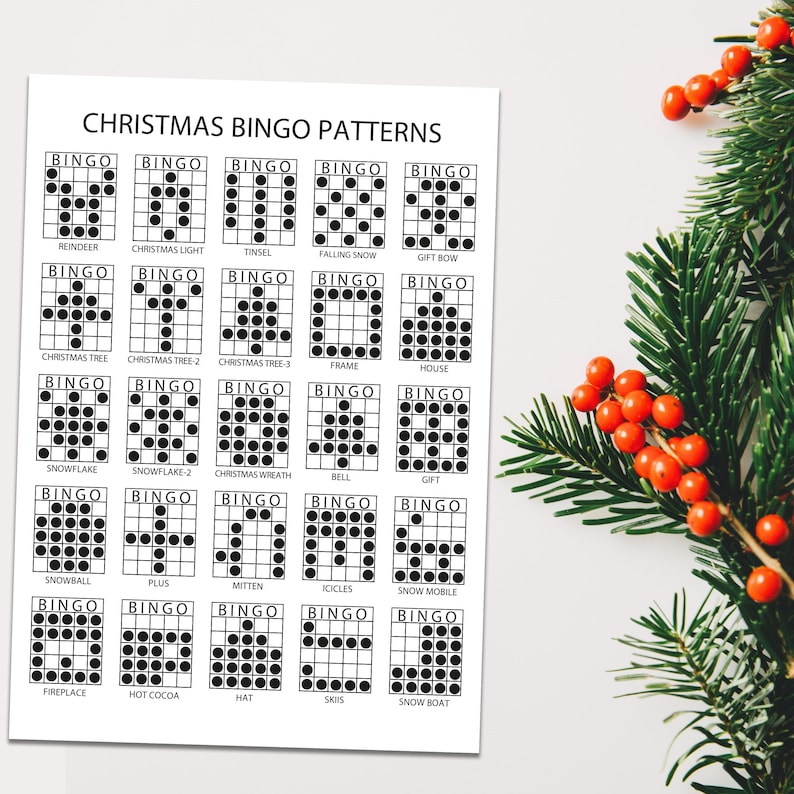 Christmas Bingo Patterns | Printable Christmas Bingo Party Game | 50 ...