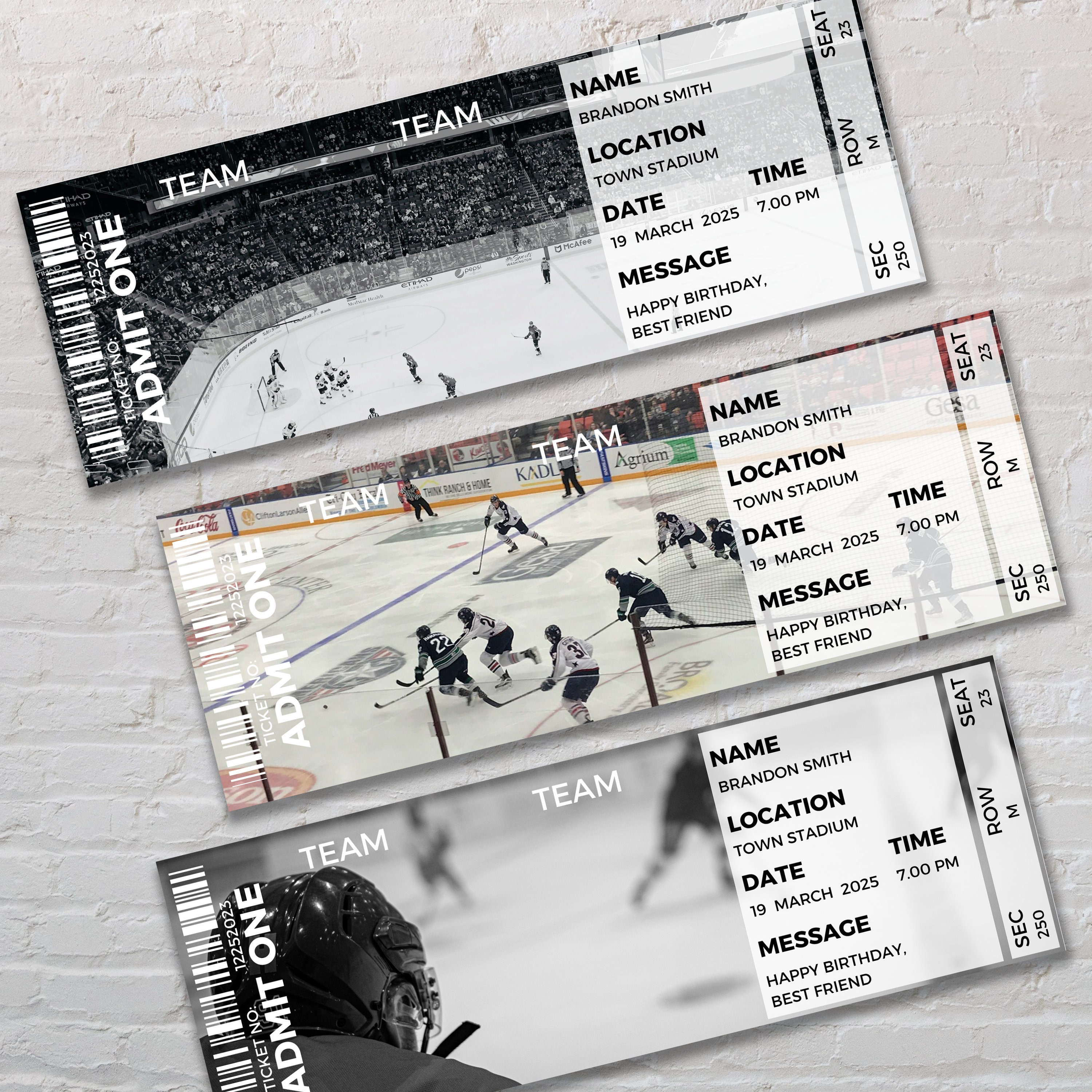 Custom Hockey Ticket | Hockey Ticket Template Printable | Editable ...
