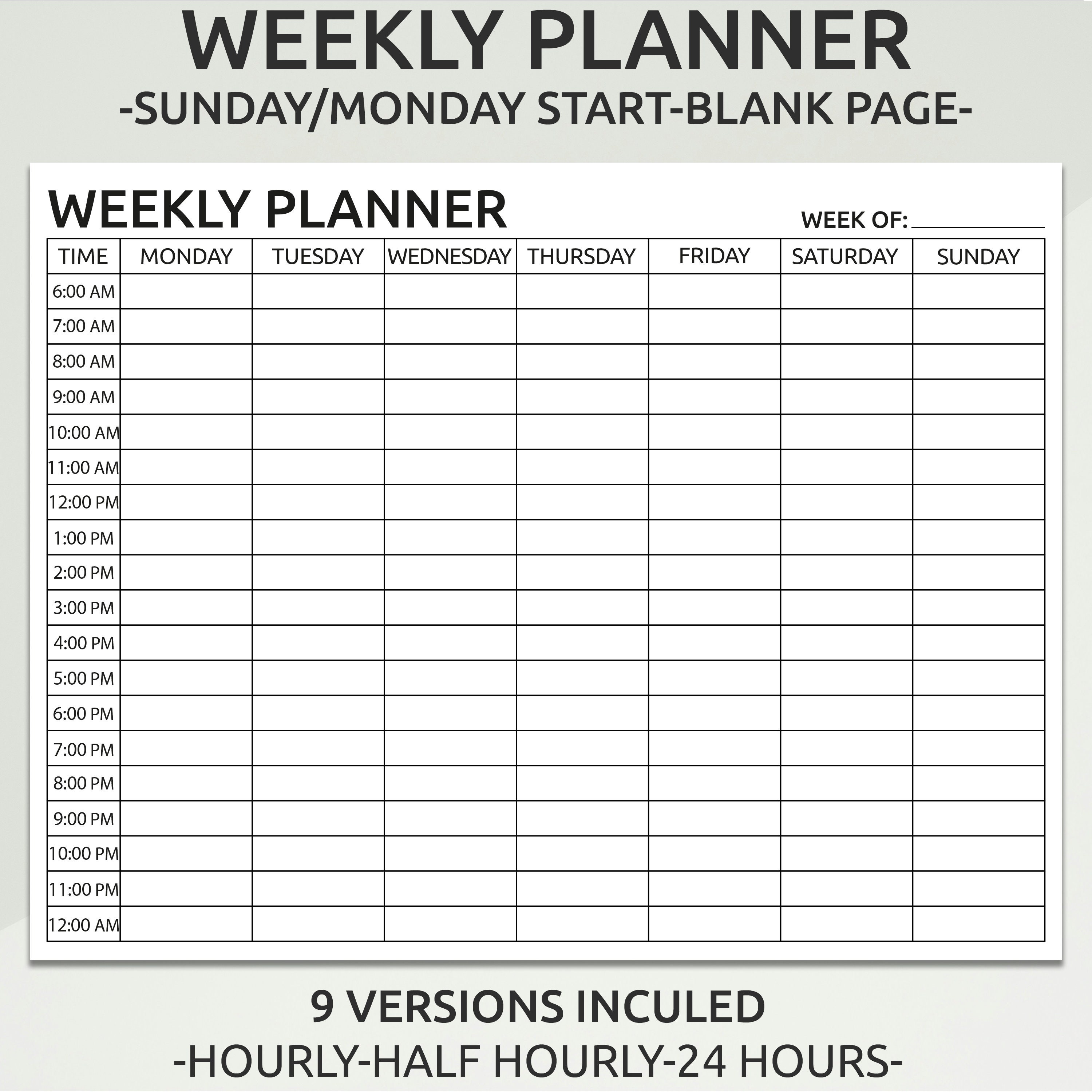 Printable Weekly Planner | Weekly Schedule | Hourly Weekly Planner ...