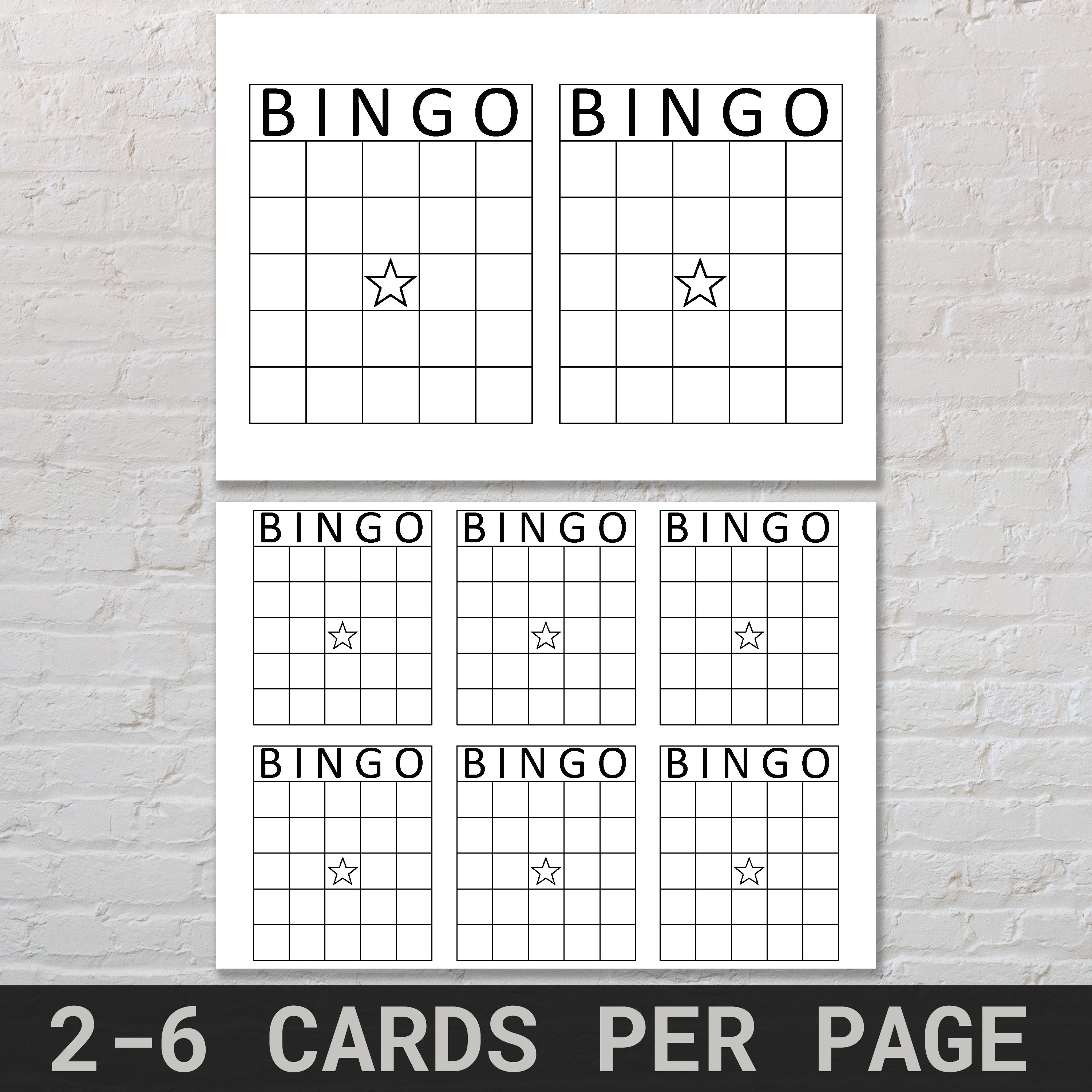 Blank Bingo Card Template Fun Bingo Party Game Printable Bingo Game Prints 1, 2, 4, 6, and 9 per ...