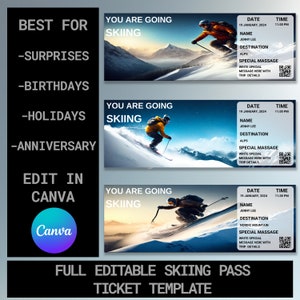 Editable Skiing Pass Ticket Template | Skiing Pass Ticket | Printable ...