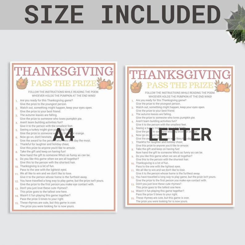 Thanksgiving Pass the Prize Game | Thanksgiving Pass the Present Game ...