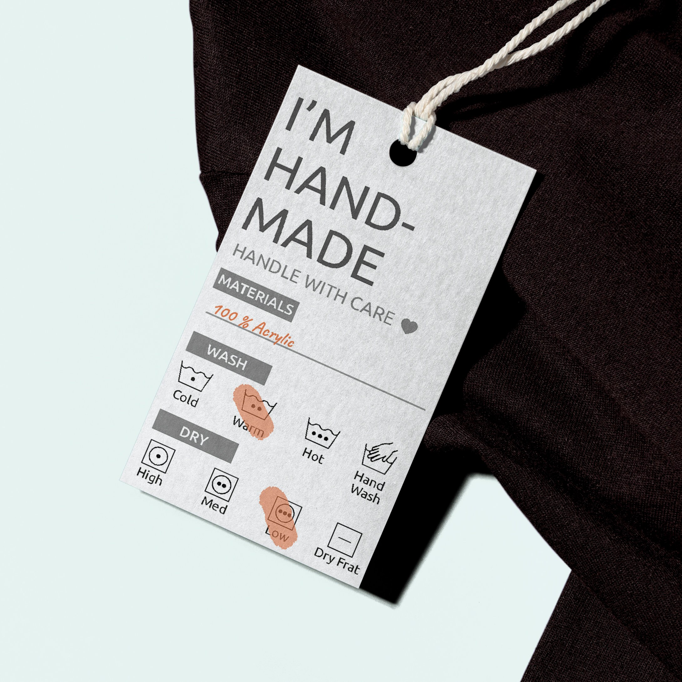 Printable Care Tags Labels Washing Instructions Card Apparel Care ...