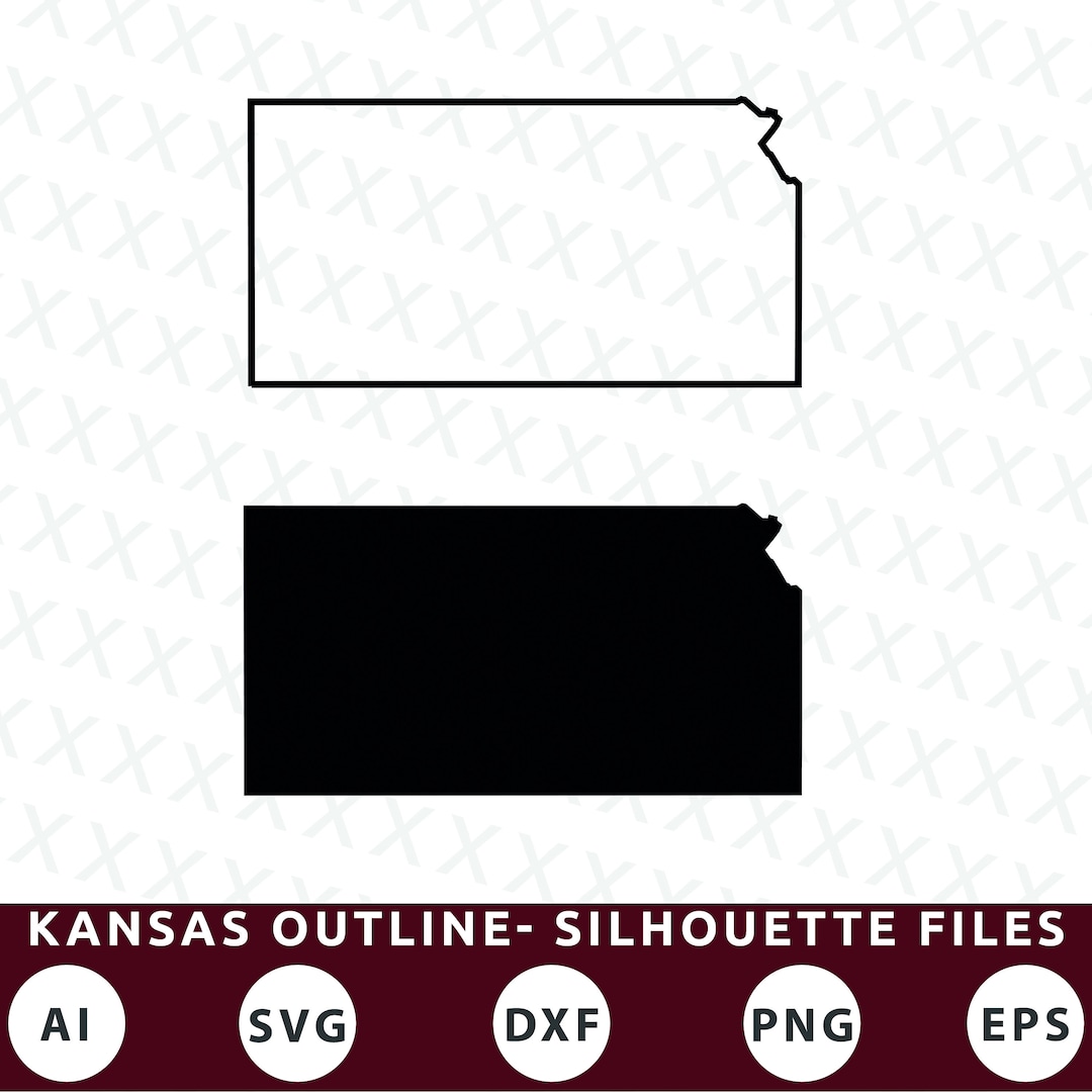 Kansas Outline SVG Files Kansas Silhouette SVG Files Kansas Cut File ...