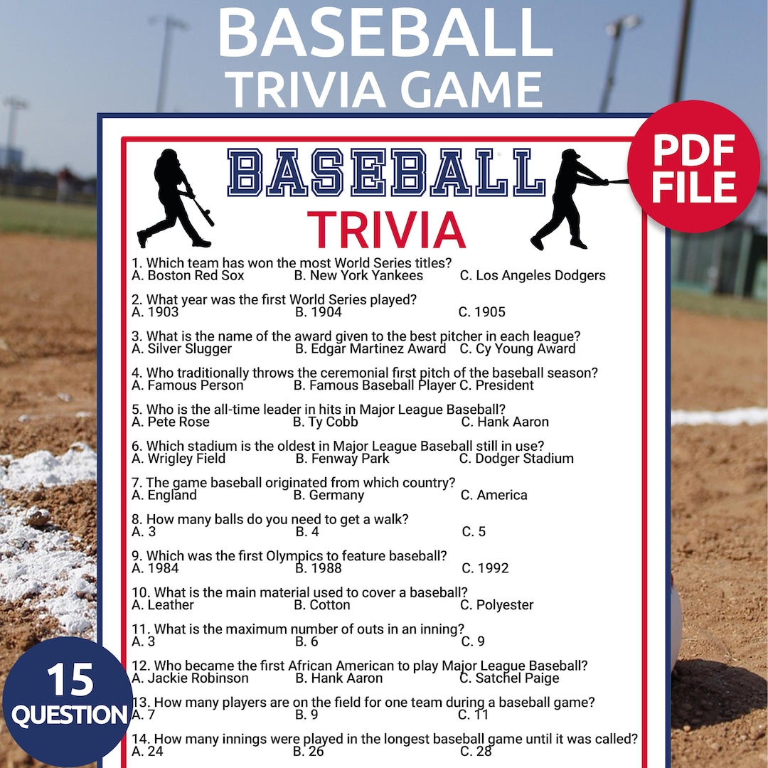 Baseball Trivia Game | Printable Baseball Trivia Game | Sports Trivia ...