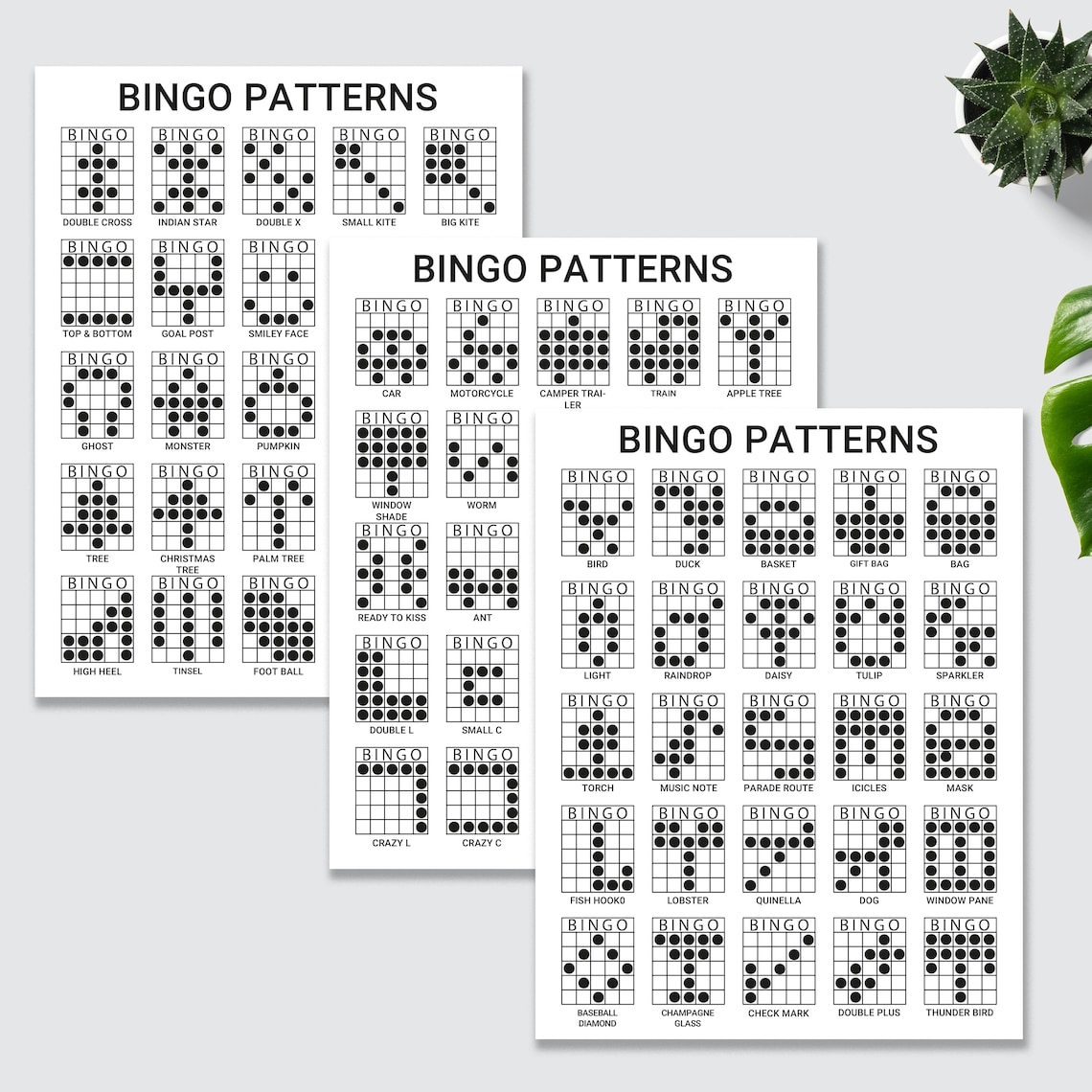 200 Bingo Patterns | Printable Fun Bingo Party Game | Bingo Winning ...