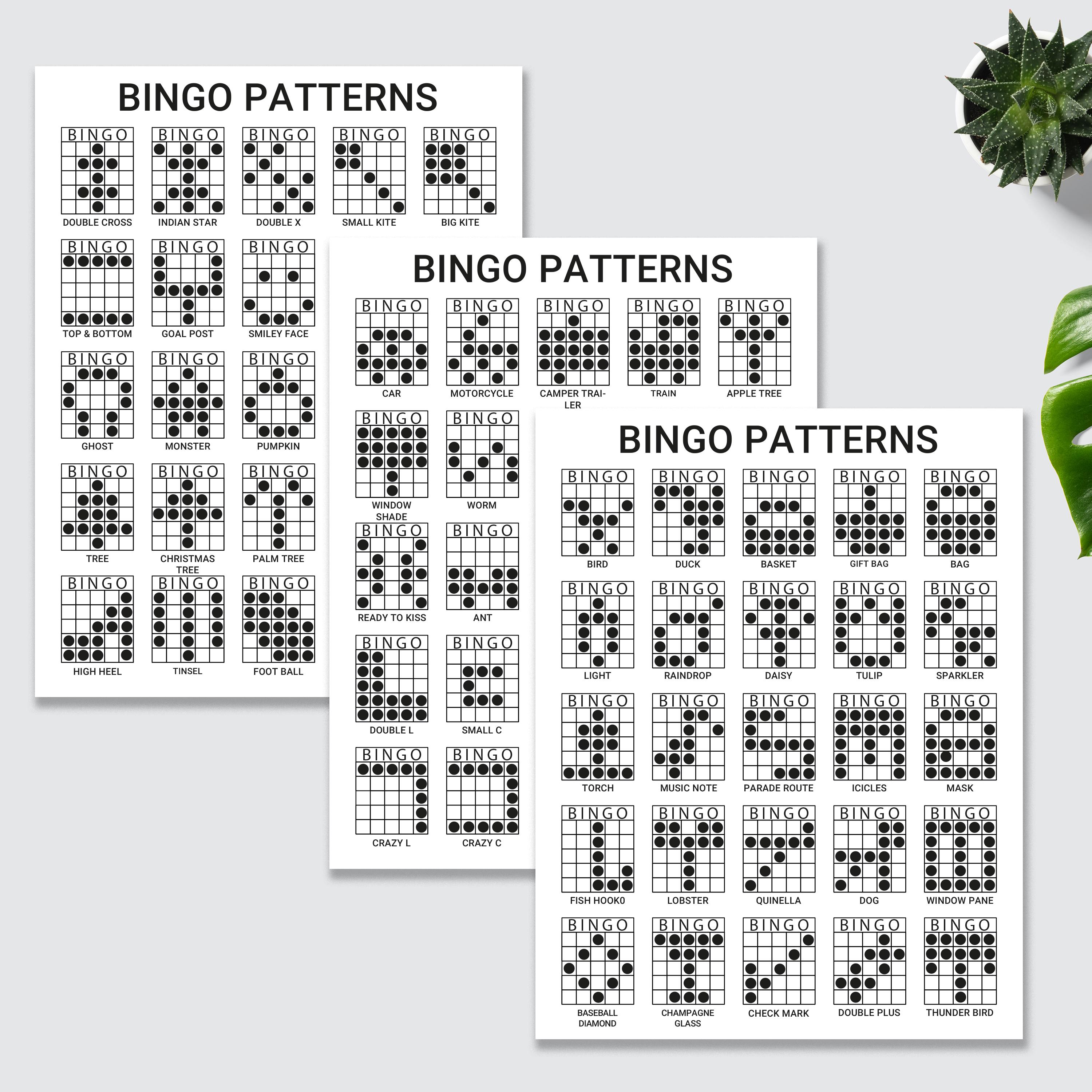 200 Bingo Patterns | Printable Fun Bingo Party Game | Bingo Winning ...