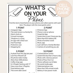 What’s on Your Phone Game | Printable What's in Your Phone Game | Cell ...