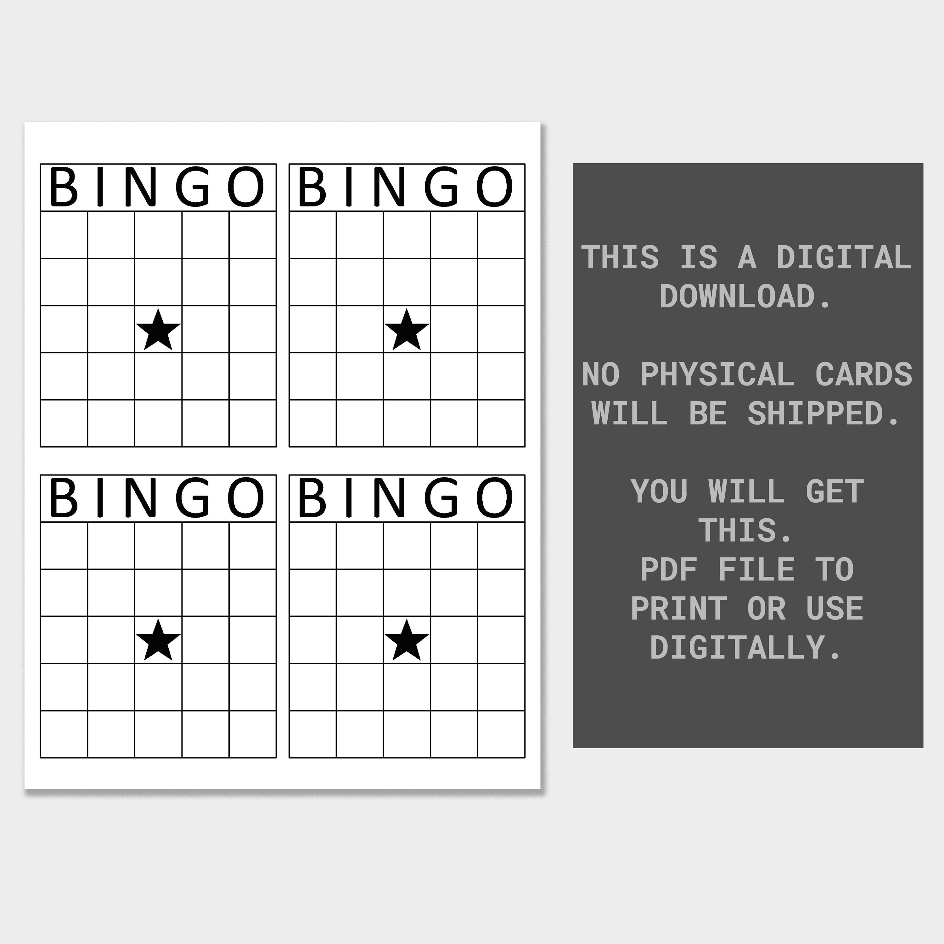 Blank Bingo Card Template | Fun Bingo Party Game | Printable Bingo Game ...