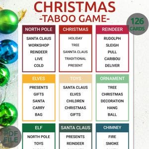 Christmas Taboo Game | Christmas Forbidden Words | Printable Christmas ...