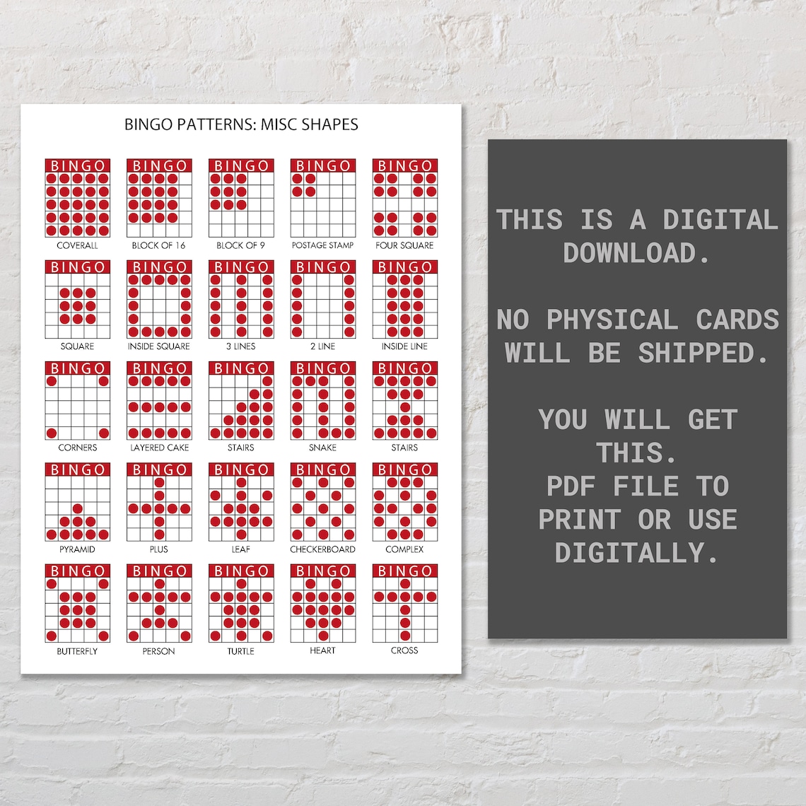 100 Bingo Patterns Printable Fun Bingo Party Game Bingo Winning ...