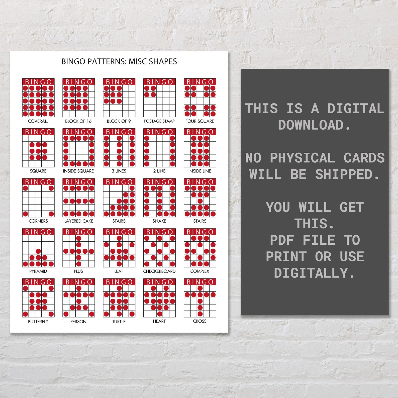 100 Bingo Patterns | Printable Fun Bingo Party Game | Bingo Winning ...