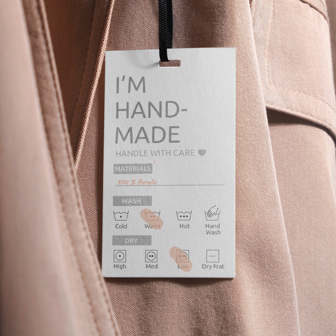 Printable Care Tags Labels Washing Instructions Card Apparel Care ...