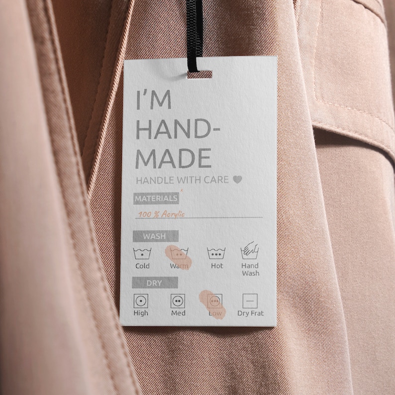 Printable Care Tags Labels Washing Instructions Card Apparel Care ...