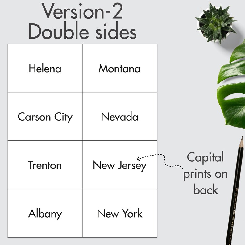 Printable US States and Capitals Flash Cards Educational Activities US ...