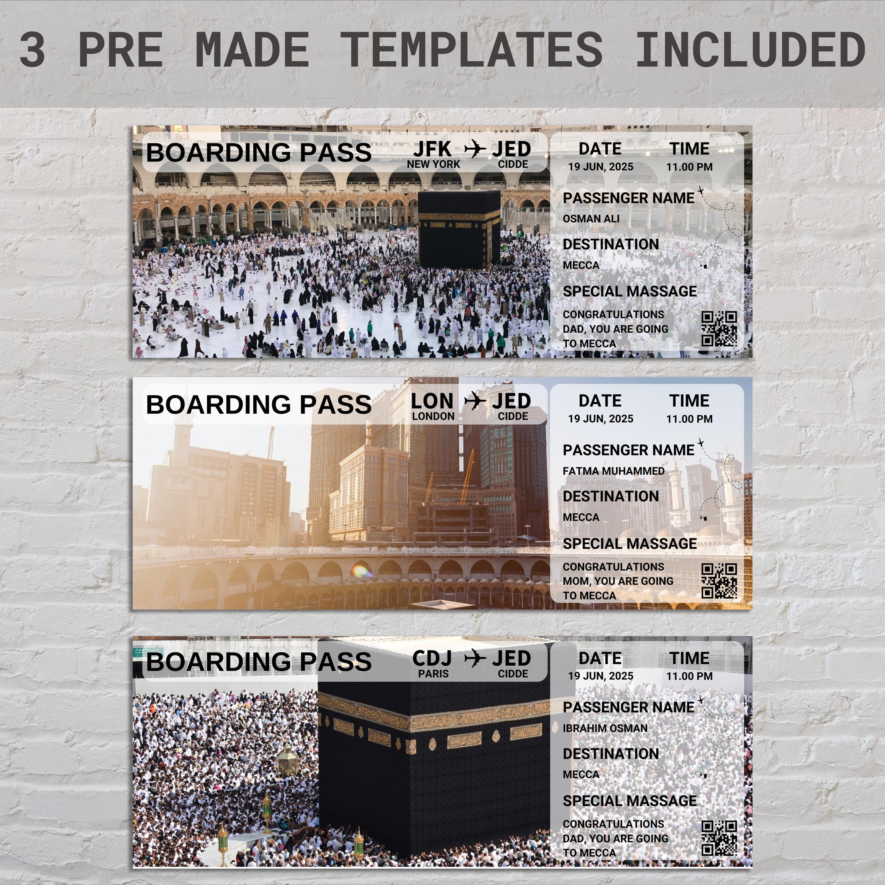 Hajj Boarding Pass | Editable Umrah Mubarak Boarding Pass | Editable ...