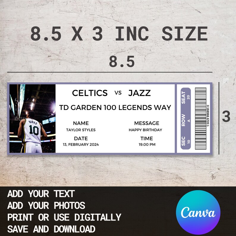 Custom Basketball Tickets | Printable Basketball Tickets Canva Template ...