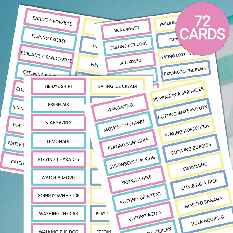 Summer Charades Game | Printable Summer Party Games | Family Summer ...