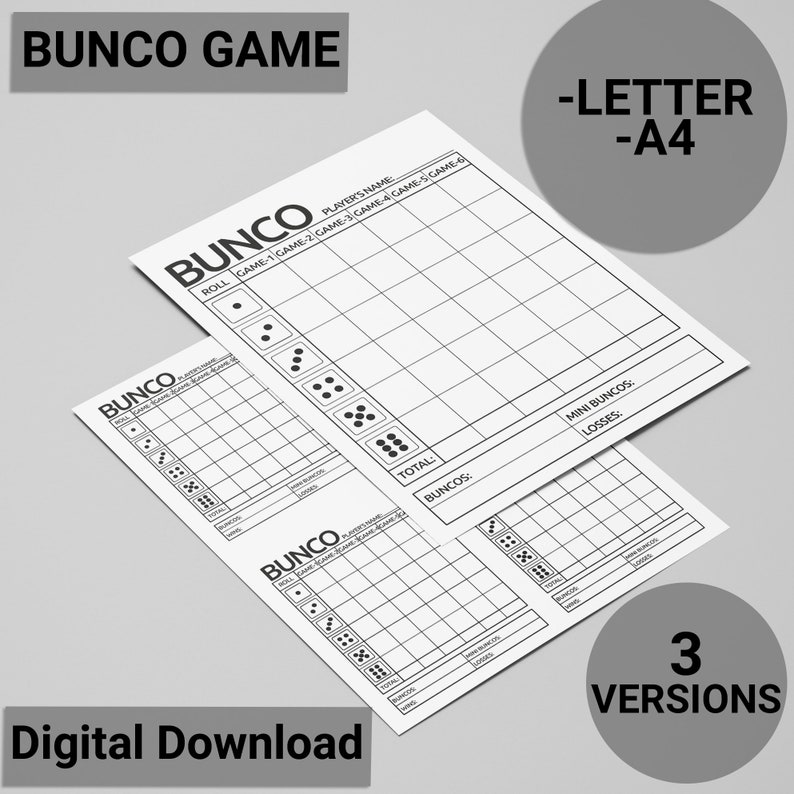 Bunco Scoresheet Bunco Printable Scorecards Minimalist Bunco Printable ...